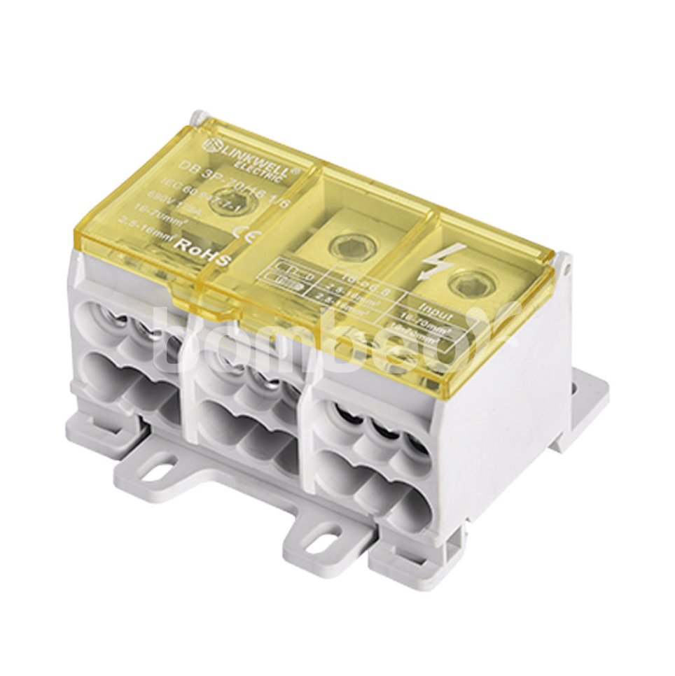 Bloque de Distribución | Linkwell | Hasta 175 Amp | Hasta 690v | 6 Salidas | 3 polo | DB 3P-70/ ...