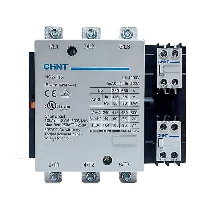 Contactor Chint | Tripolar | 115 Amp (AC3) | Bobina 220 Vac | 1NA + 1NC | NC2-115 | 220 Vac ...